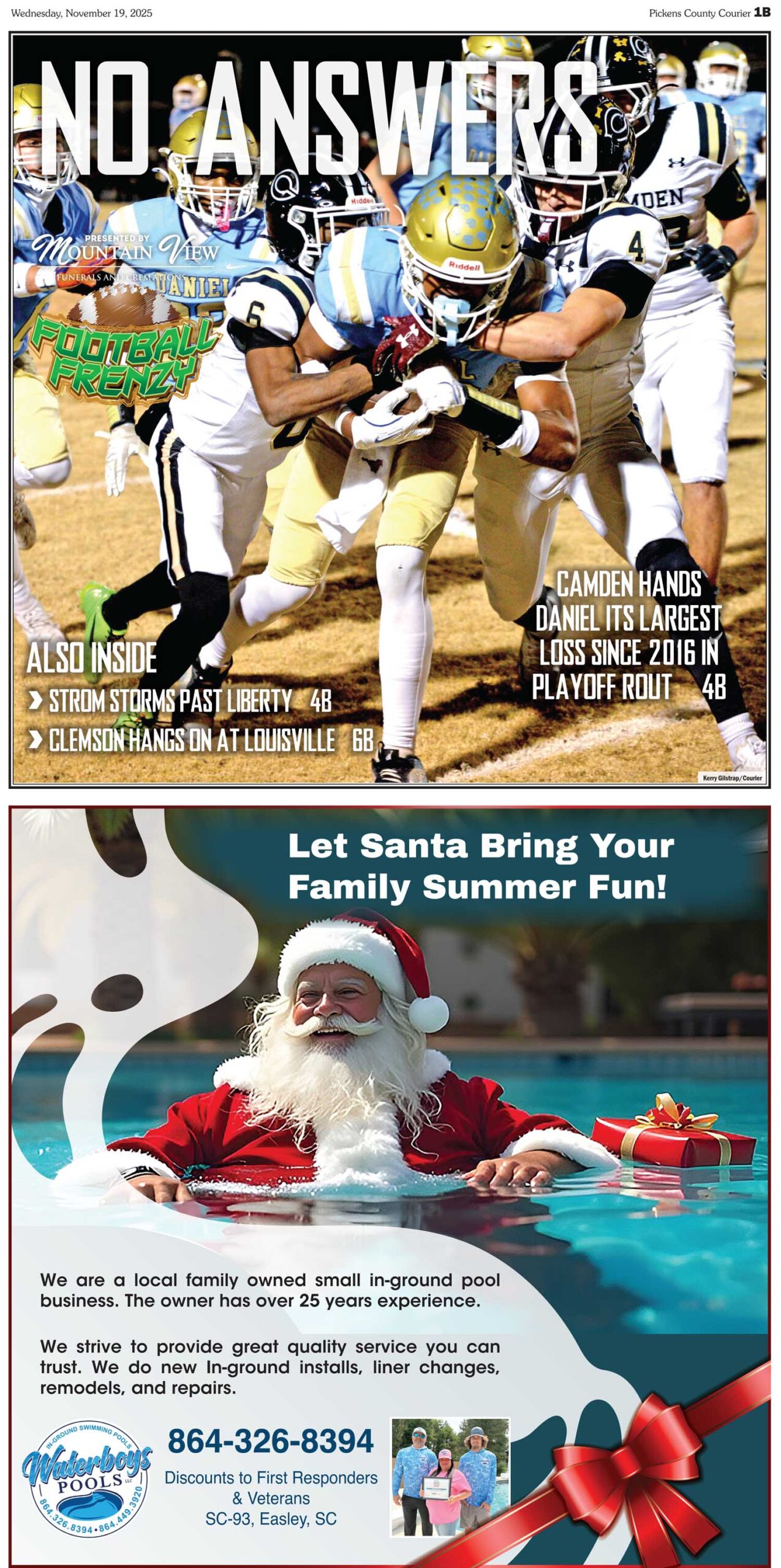 This week in the PICKENS COUNTY COURIER’s FOOTBALL FRENZY Sponsored by ...